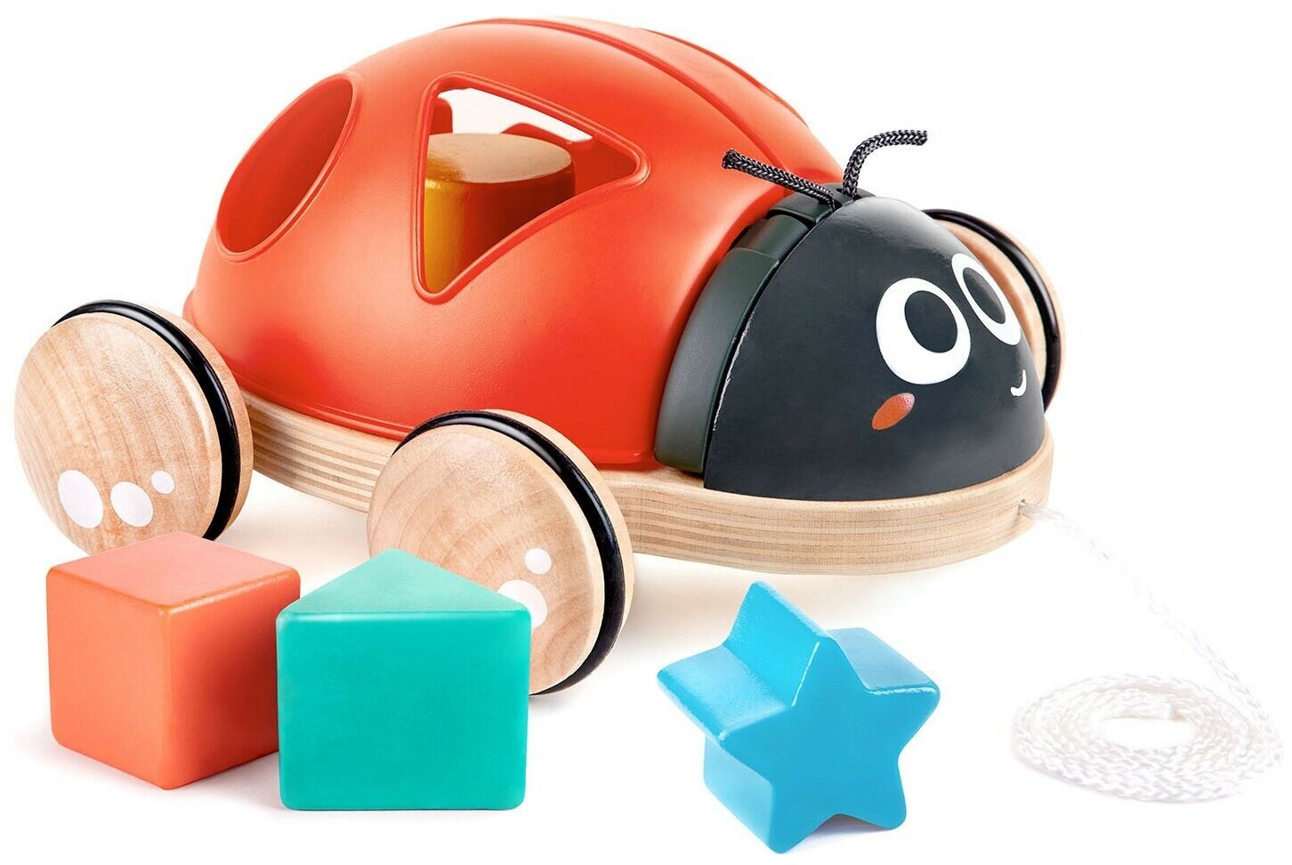 Игрушка для малышей каталка - сортер "Божья коровка", 5 предметов в наборе