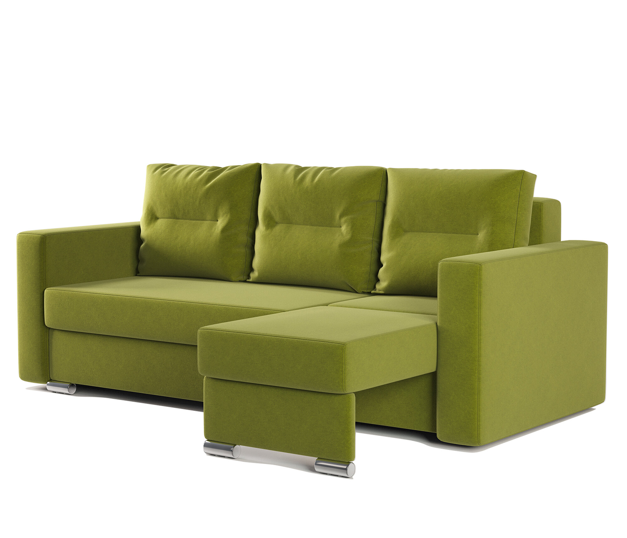 Угловой диван трансформер Рио правый велюр Дрим эппл