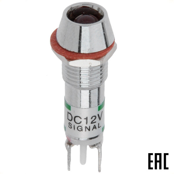 Светодиод L-615-R 12В красный в металл. корпусе 58394 Ruichi (4 шт. в комплекте)