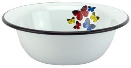 Миска эмалированная Эмаль 0305/4 универсальная белая с рисунком, диаметр 17см объем 0.6л / салатник для кухни