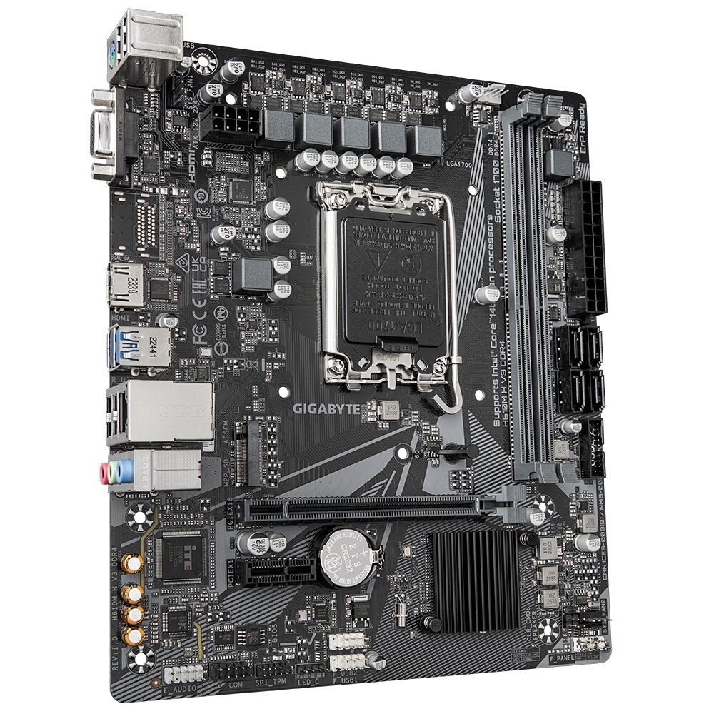 Материнская плата Gigabyte H610M H V3 DDR4 Soc-1700 Intel H610 2xDDR4 mATX AC`97 8ch(7.1) GbLAN+VGA+HDMI