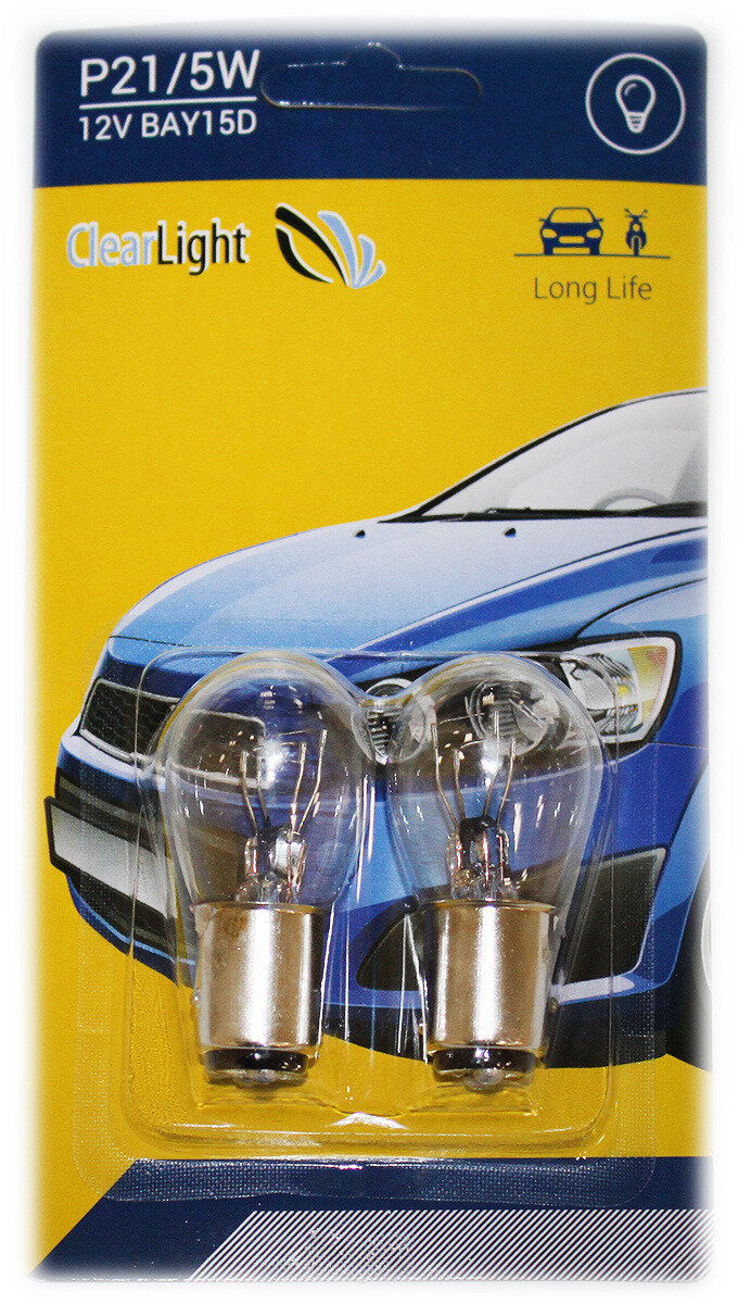 Автолампа Clearlight Long Life P21/5W 12V BAY15D блистер 2 шт