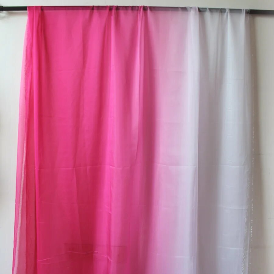 Шифоновая ткань AnnyCraft двухцветная омбре 30D 100% полиэстер Розовый, RoseRed to White