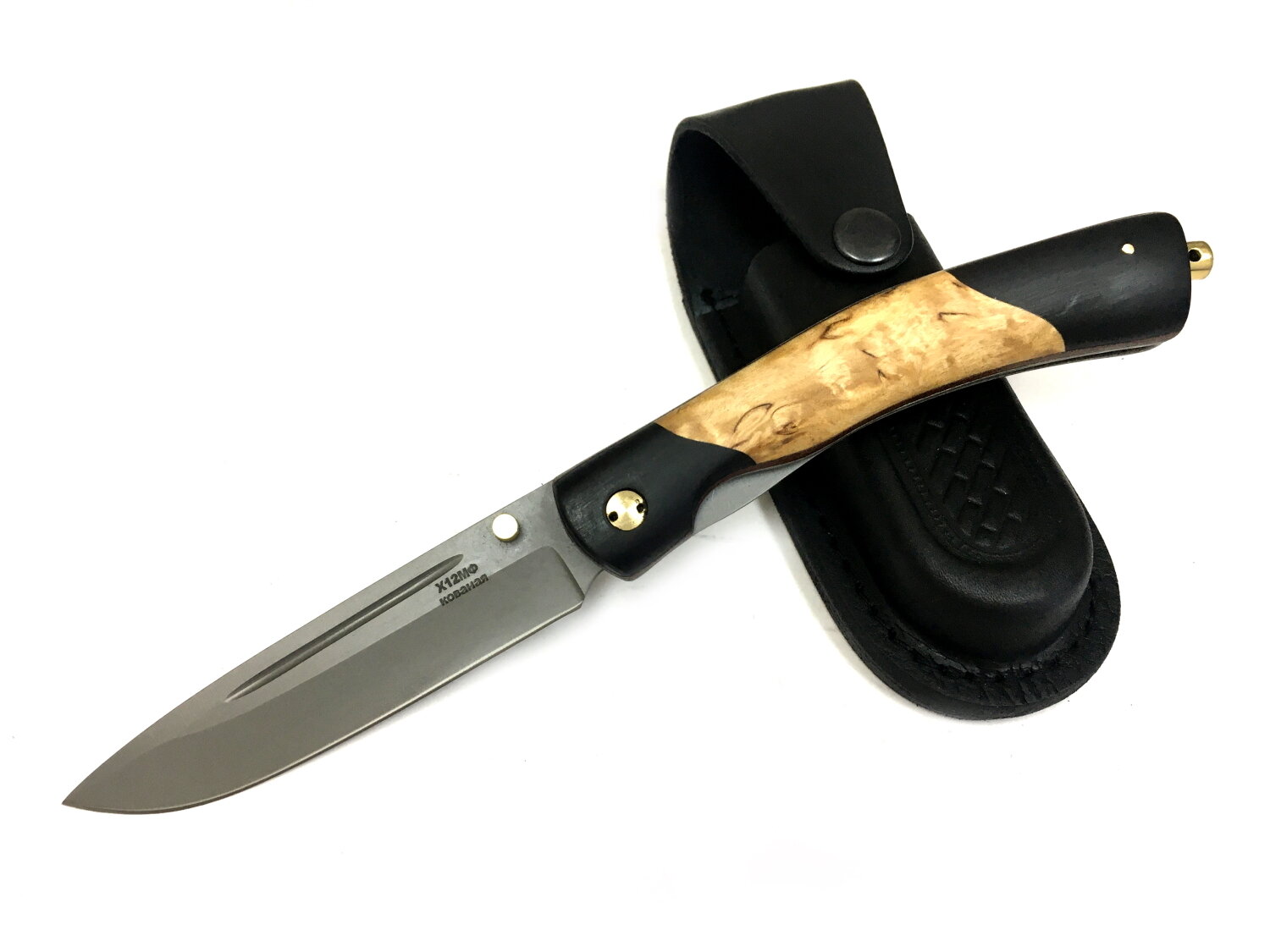 Складной нож Попутчик, Х12МФ, карельская береза