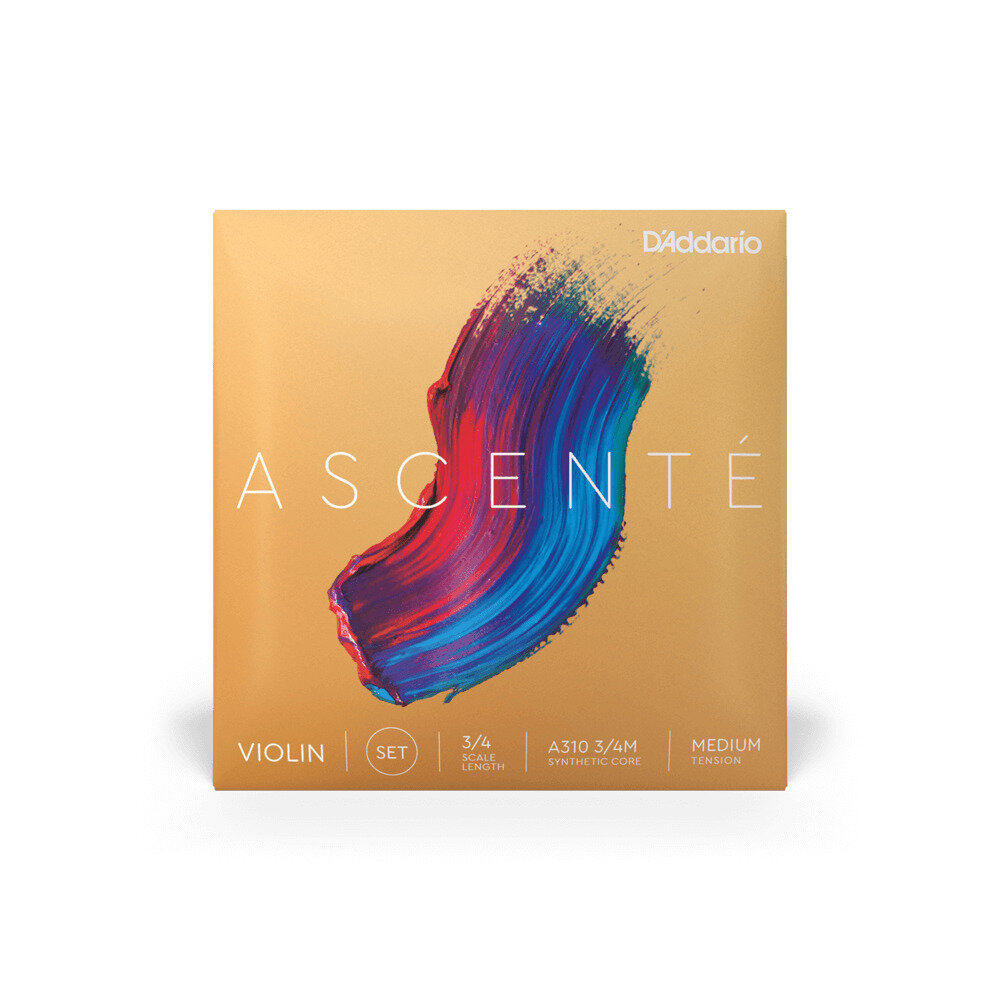 Струны для скрипки 4/4 D'ADDARIO A310 4/4M Ascente Medium среднее натяжение. Повышенная прочность, долговечность, стабильность строя.
