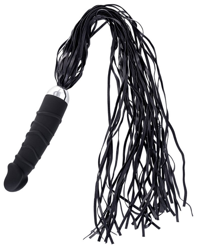 Вибратор Toyfa Black&Red с плеткой, 6 режимов вибрации, силиконовый, черный 901407-5