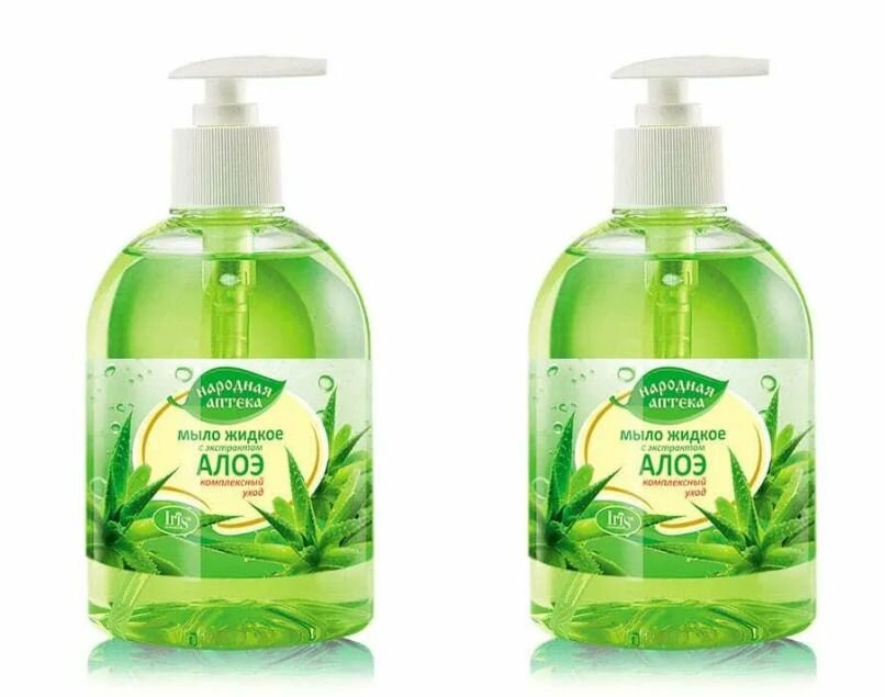 Iris cosmetic Мыло жидкое Народная Аптека, С экстрактом Алоэ, 500 мл, 2 шт