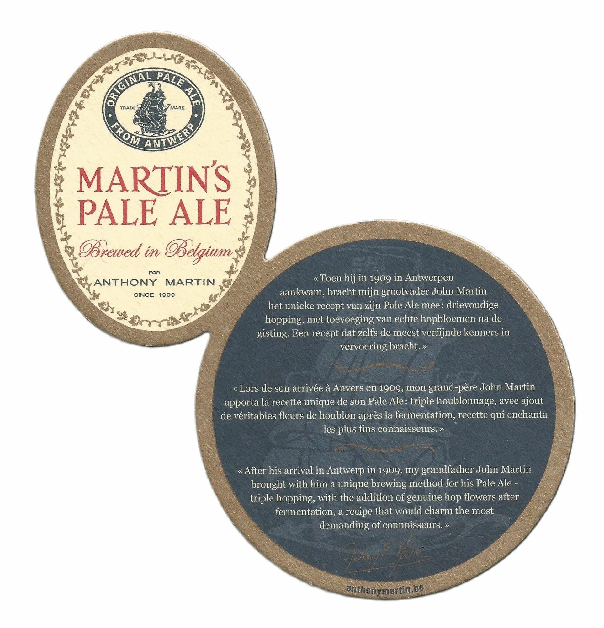 Бирдекель (костер) Бельгия Martin, s Pale Ale №2 (подставка под пивной бокал)