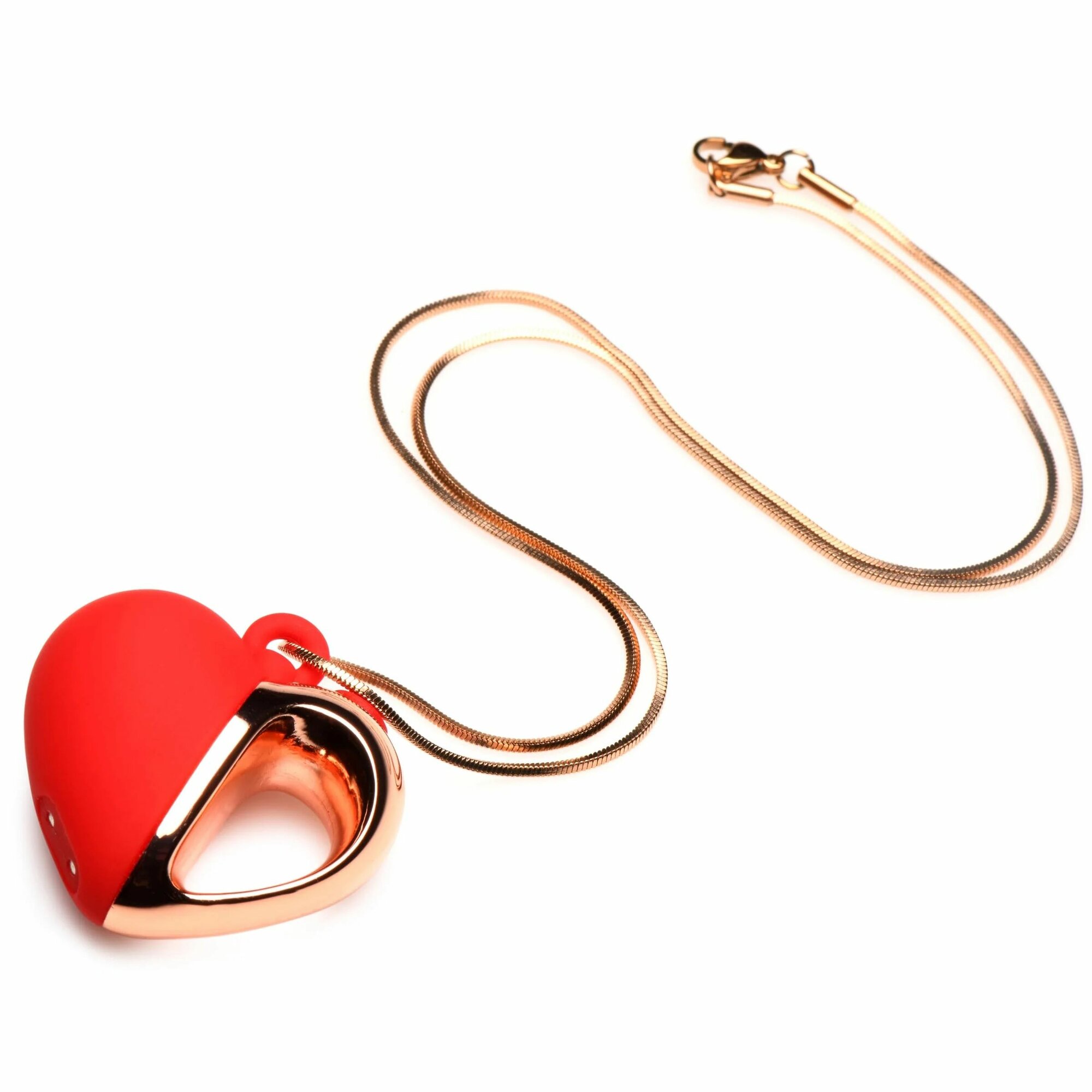 Красное ожерелье с подвеской-вибратором 10X Vibrating Silicone Heart Necklace, красный, анодированный пластик, силикон, с вибрацией, Женский, Секс-товары для женщин