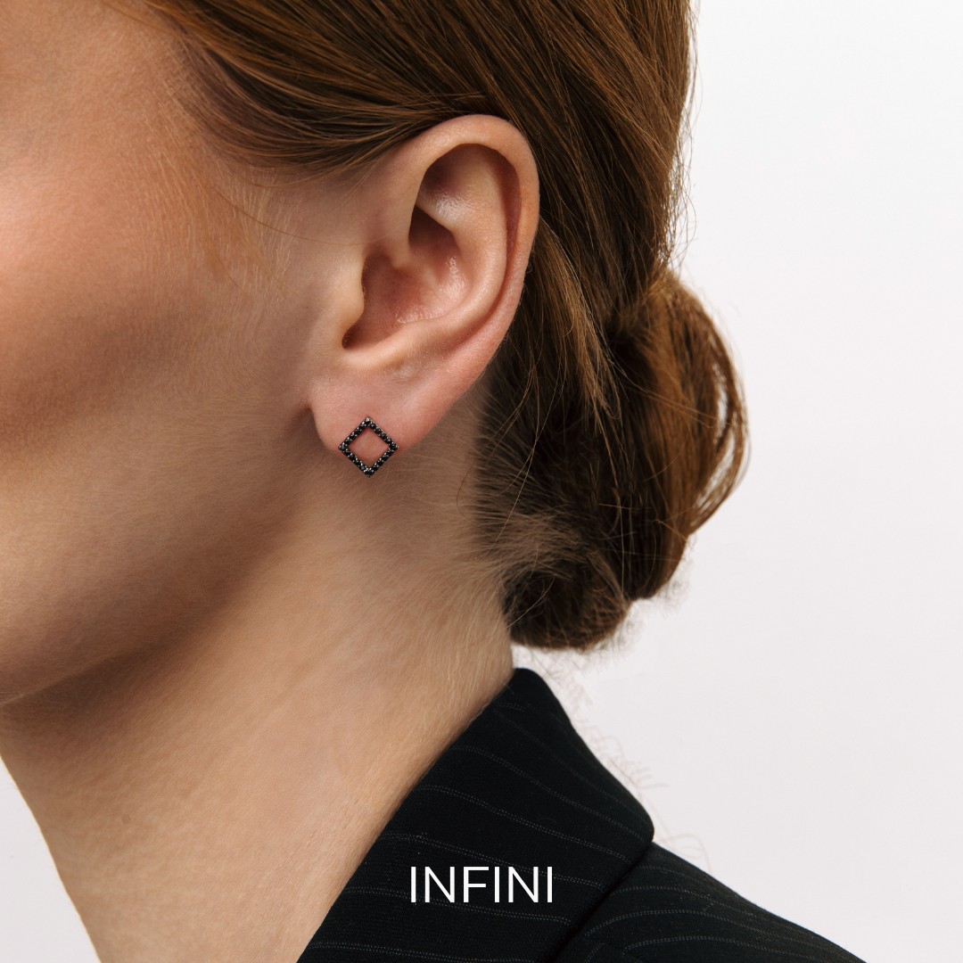 Серьги пусеты, красное золото, 585 проба, фианит