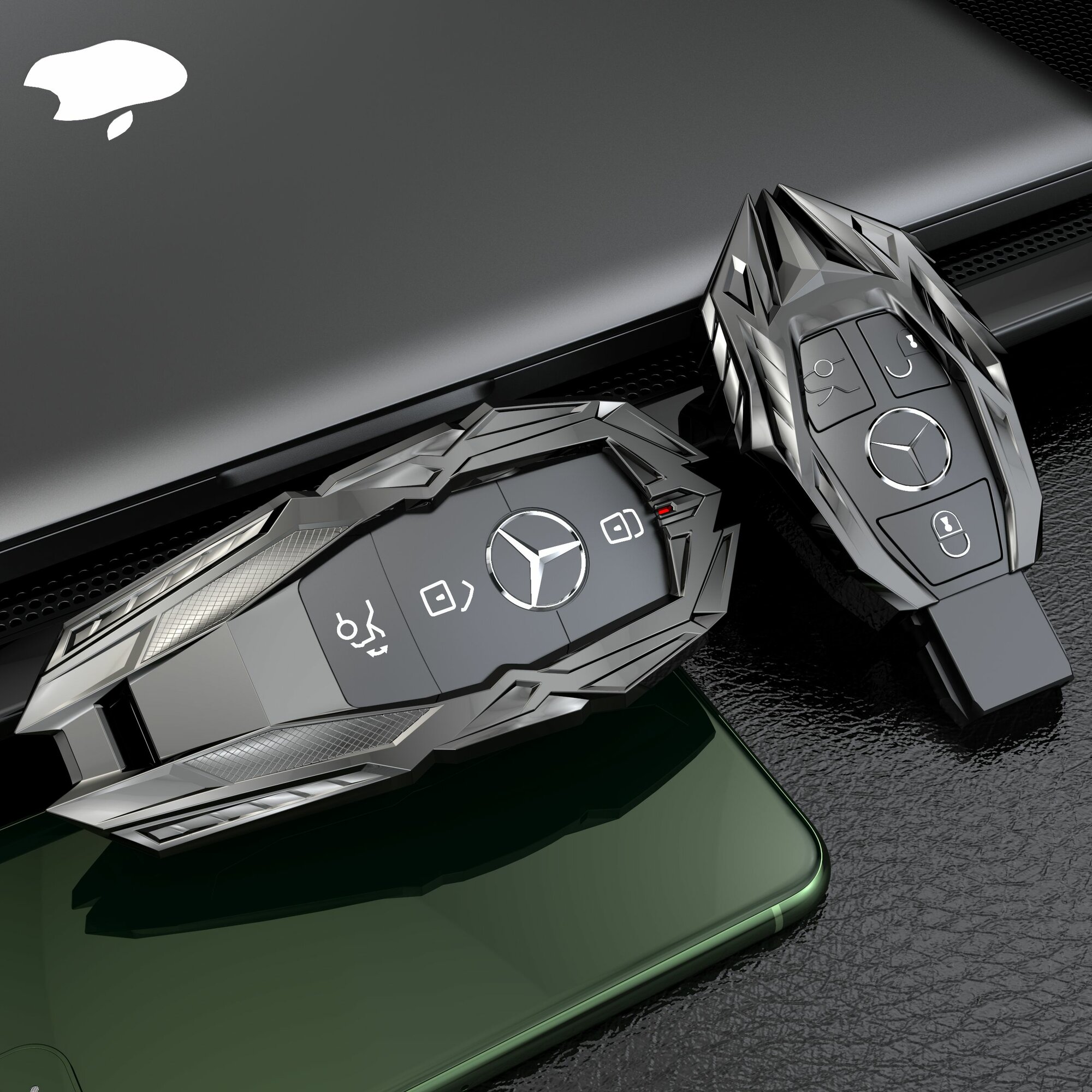 Металлический чехол для ключа Mercedes-Benz черный A Newgen