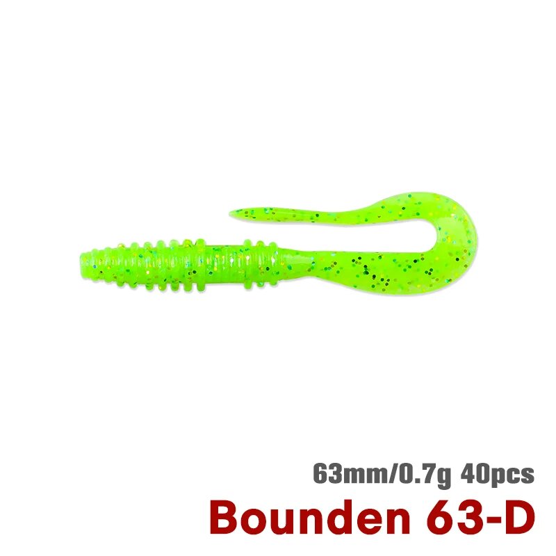 Мягкая приманка Bounden 63-D, 63 мм, 0.7 г, 40 шт, Зеленый