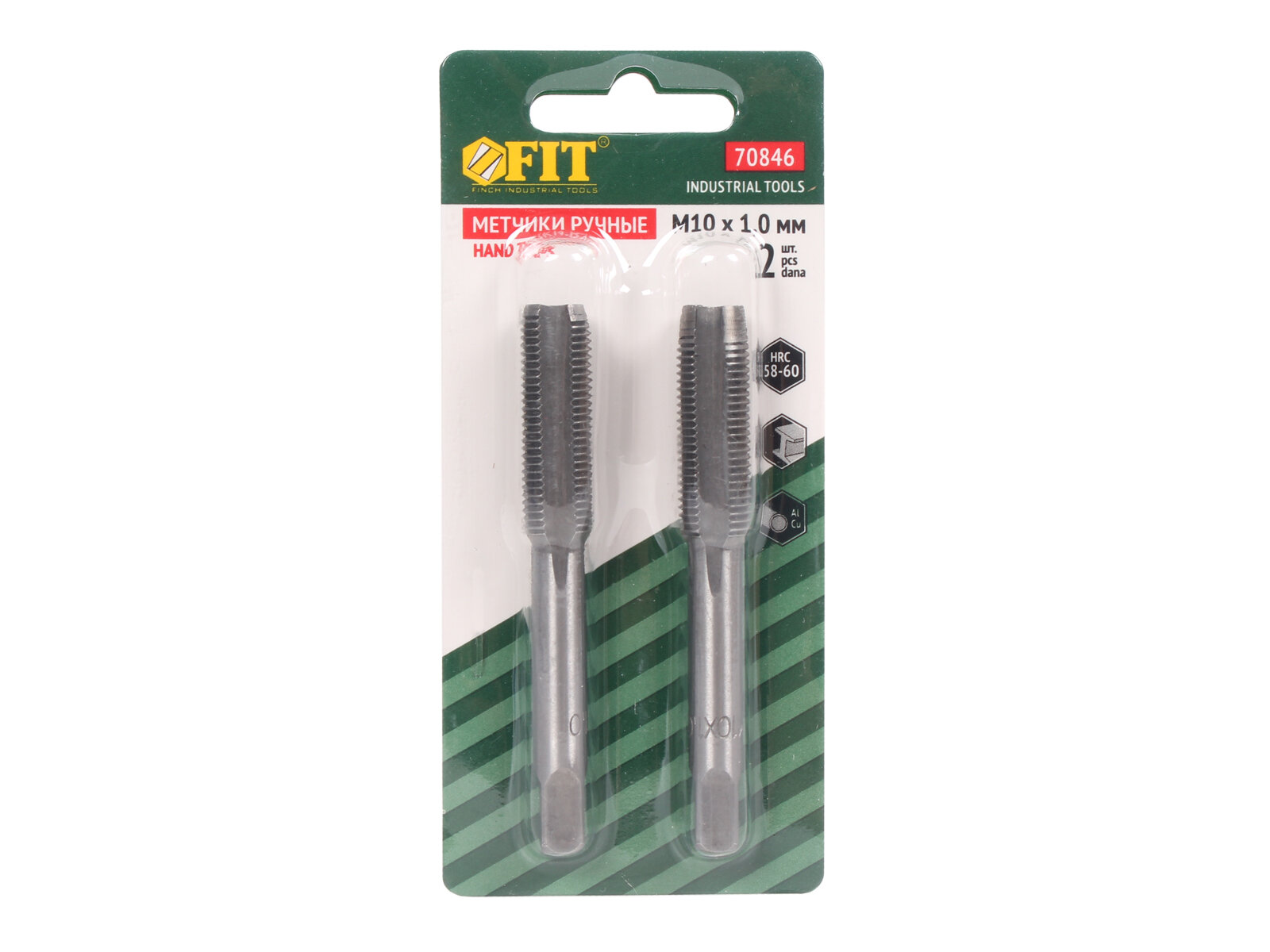 Метчик ручной FIT, для метрической резьбы М10, шаг резьбы 1 мм, 2 шт.