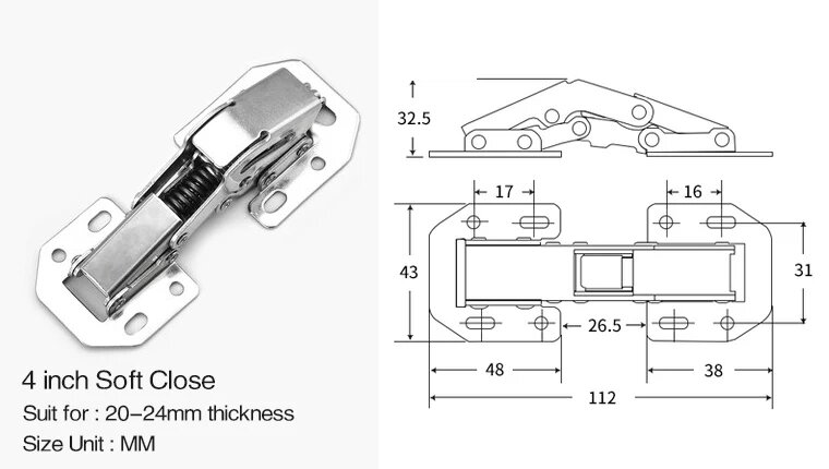 Петли для шкафа NAIERDI 4 INCH SOFT CLOSE