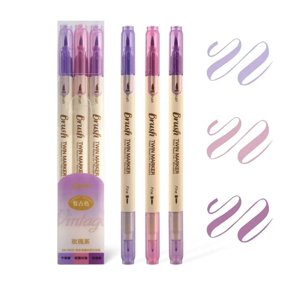 Маркеры Brush Twin Marker VALIOSOPA, фиолетовый набор