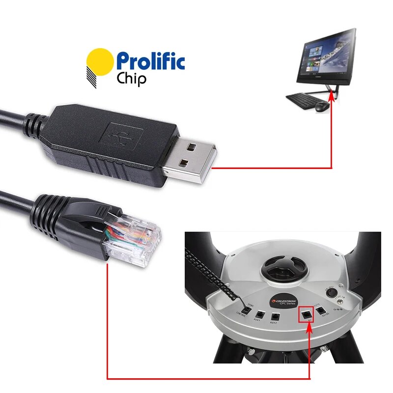 Prolific USB к RJ45 RS232 последовательный NexRemote PC Порт Кабель для подключения Celestron GPS CPC CGE телескопического крепления к компьютеру