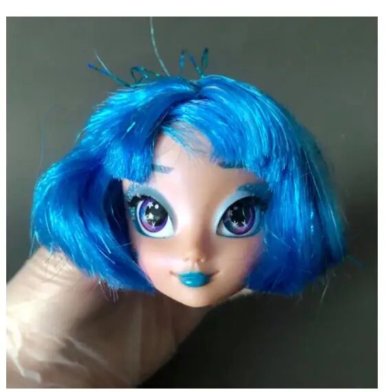 Кукольные головы принцесс из резины Синий, blue hair