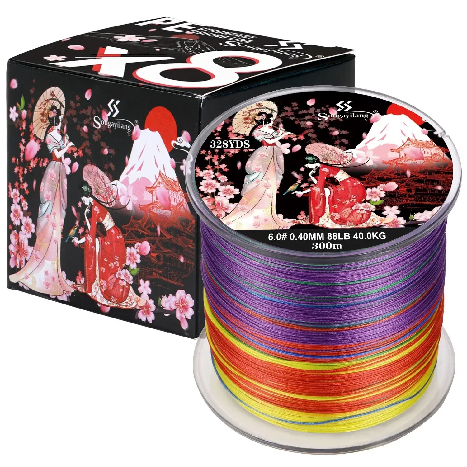 Плетенная леска Sougayilang X8 100/300 300M-0.16MM-28LB, Multicolor