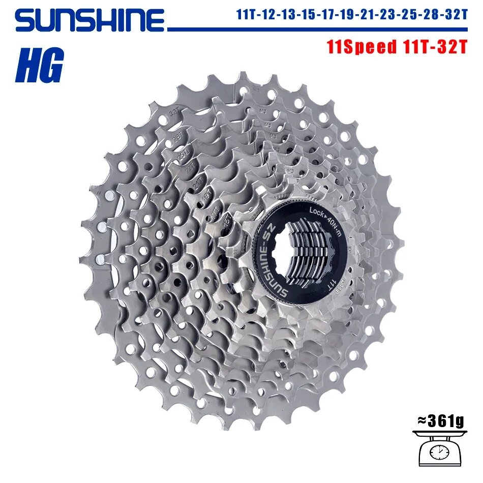 Велосипедная кассета SUNSHINE 8/9/10/11/12 скоростей серебристого цвета 11 Speed 11T-32T