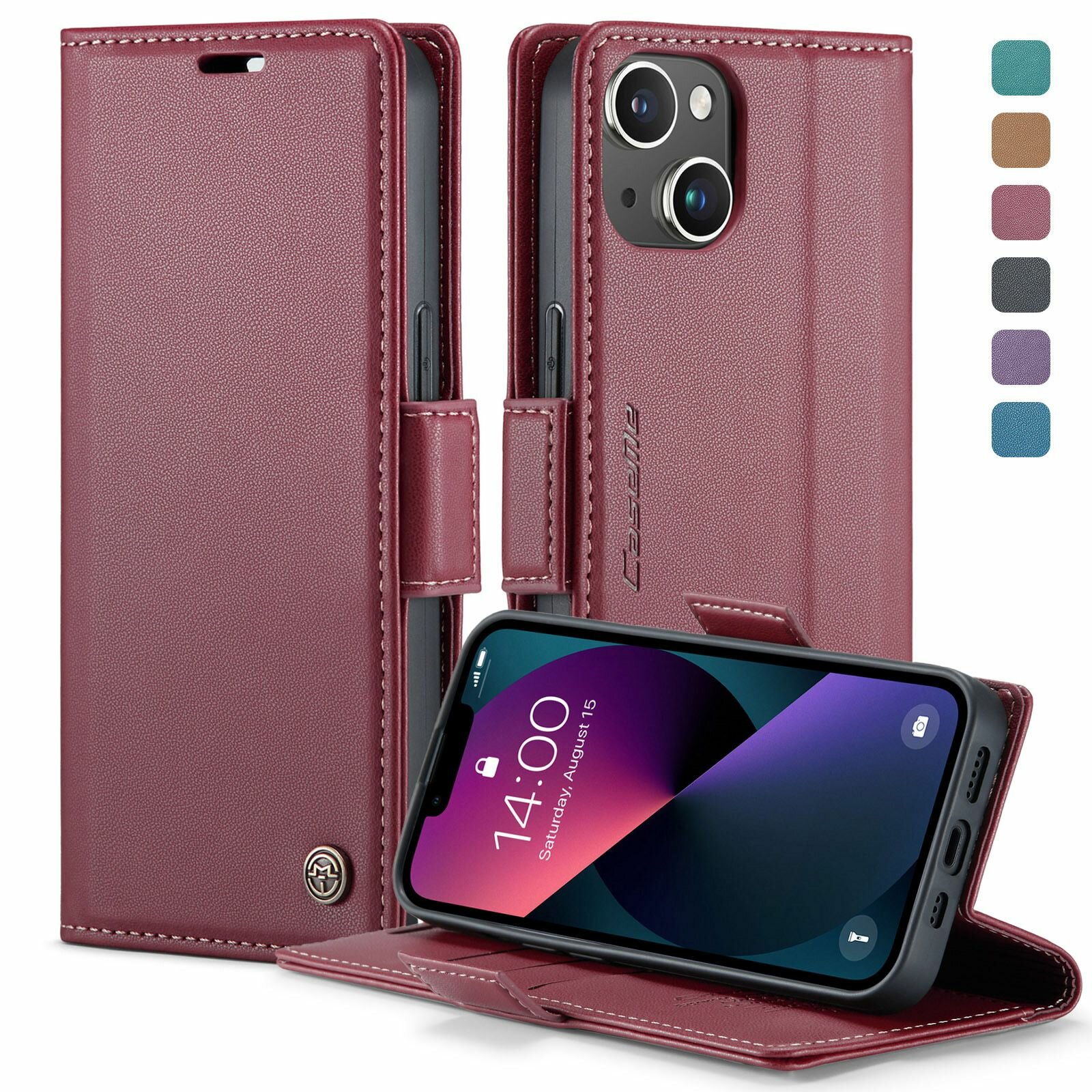 Кожаный чехол MyPads для iPhone 13 с RFID-блокировкой и магнитной застежкой