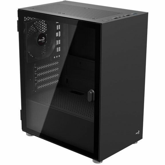 Корпус Aerocool CS-111-G-BK-v1 mATX, 0.5mm, стекло, USB3.0 x1, USB2.0 x2, 1x 12cm Black Fan