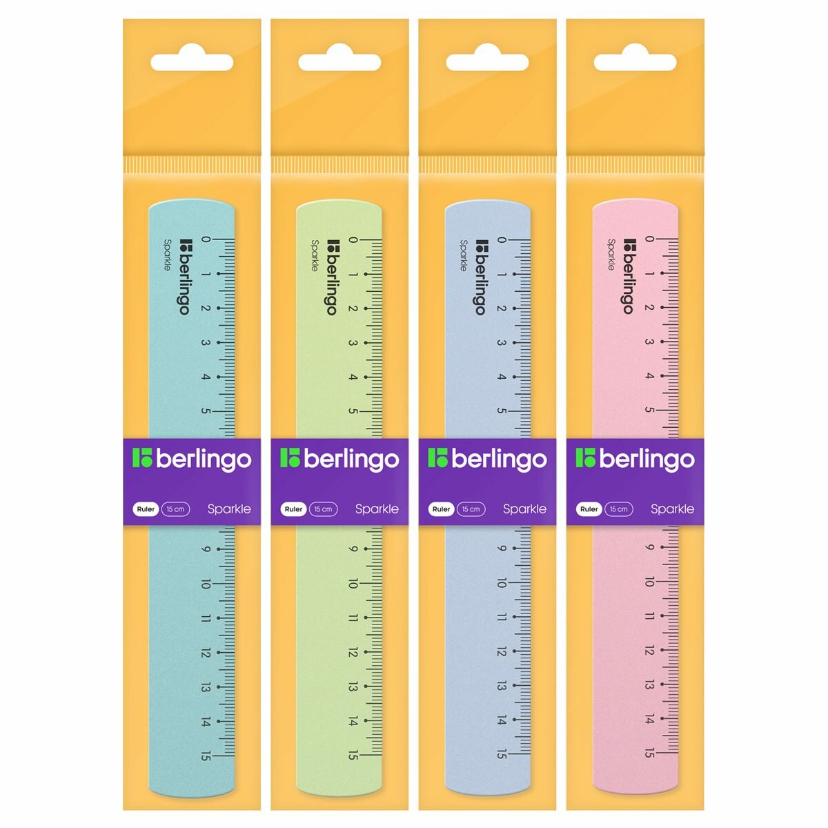 Линейка 15см Berlingo Sparkle, алюминиевая, цветная (MR_50015), 1шт.