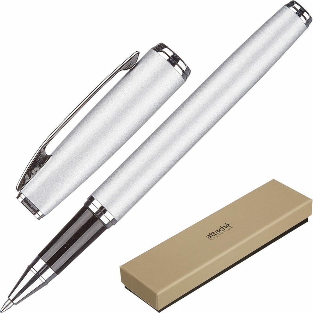 Ручка гелевая Attache Selection Elegance (0.5мм, синяя, корпус серебристый), 20шт.