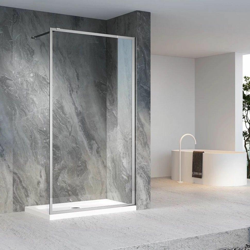 Душевая перегородка Veconi Korato KR-81, 70 см, стекло прозрачное, профиль хром глянец