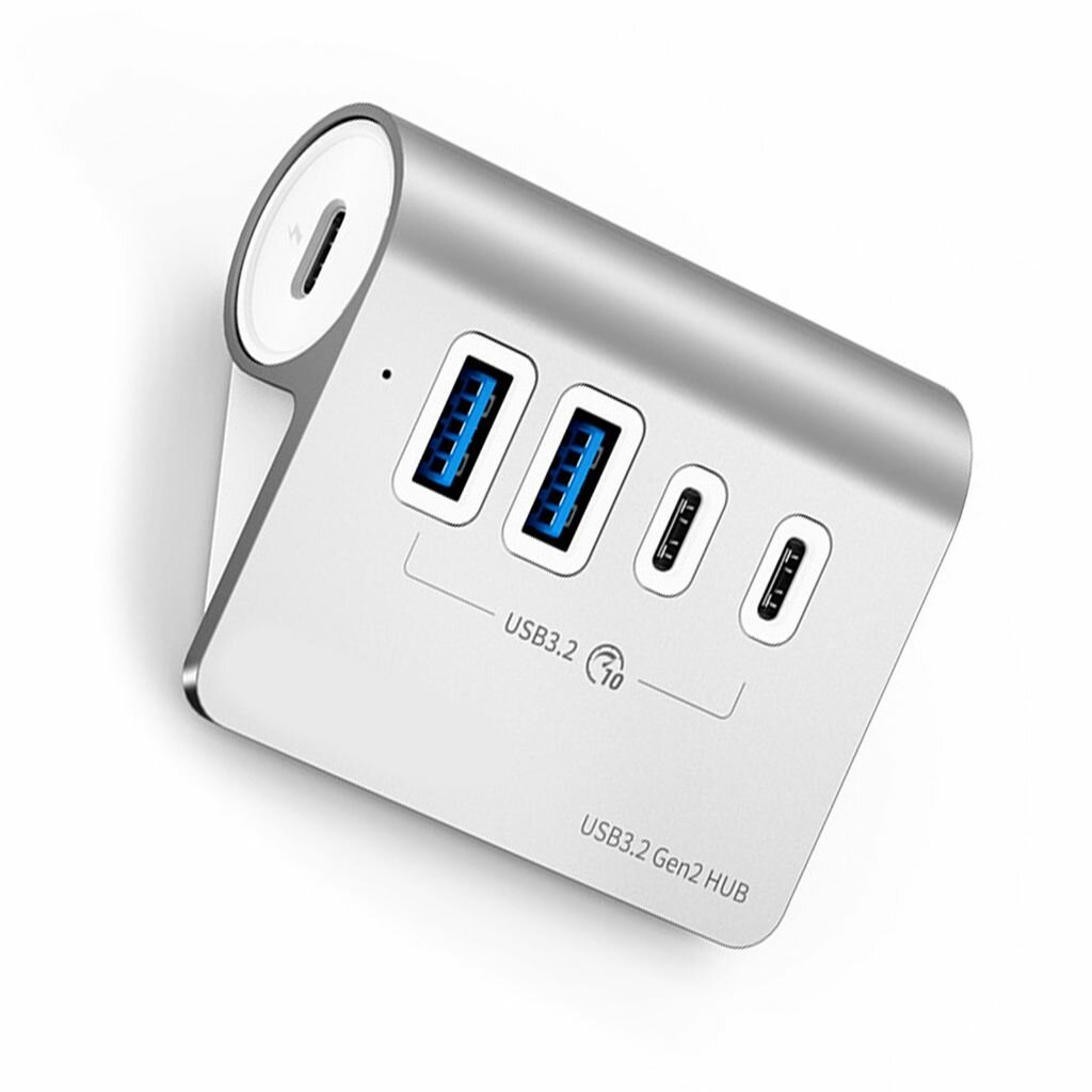 10 Гбит / с USB 3.2 Hub Aluminum Powered PD60W Зарядка типа C сплиттер питанием для аксессуаров ПК