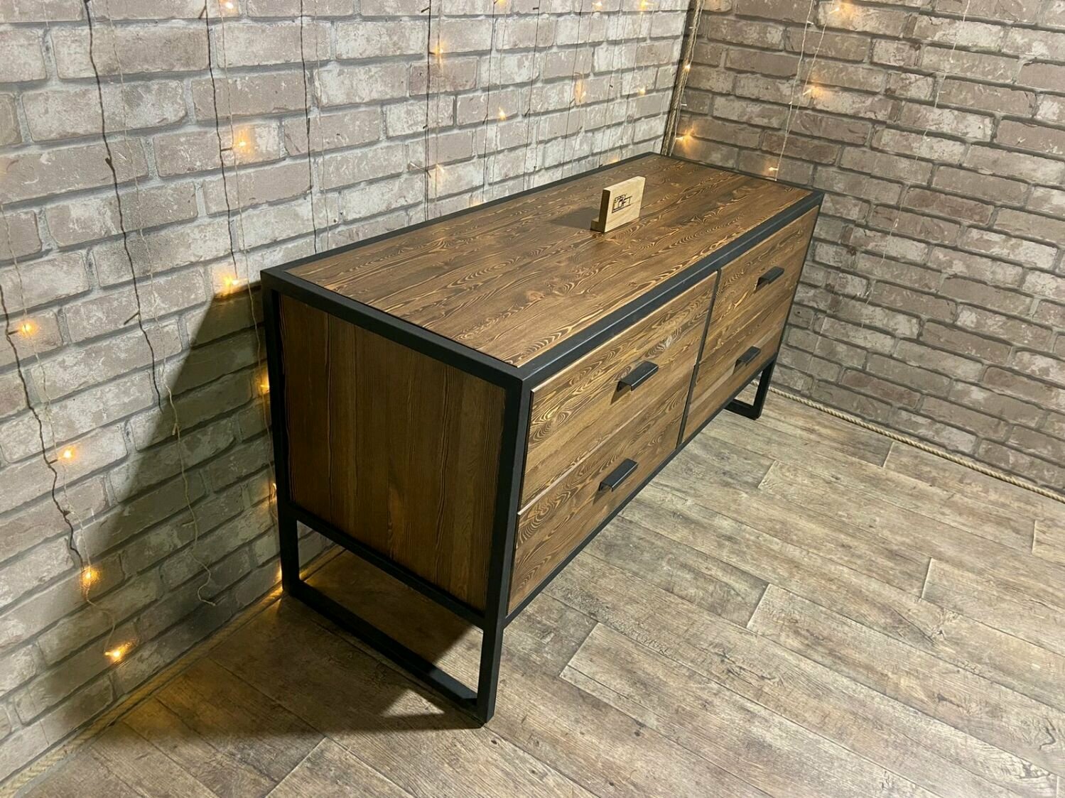 Тумба "EasyLOFT" в стиле лофт для раковины, массив лиственных пород, 160х60х80 см.