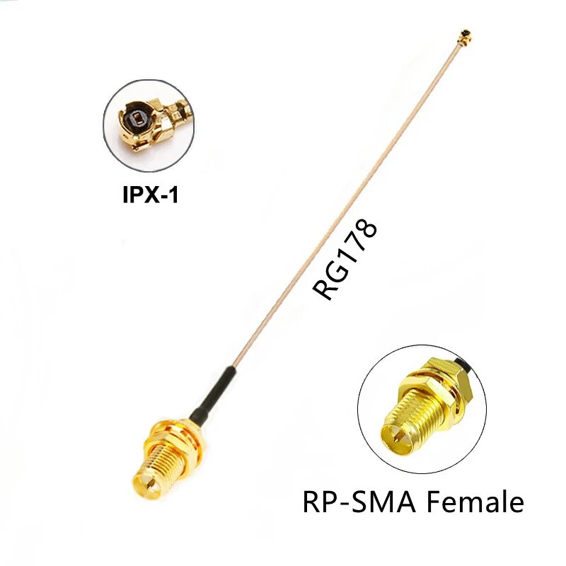 Tinymons IPX-SMA кабель U.FL IPX - SMA 50 Ом 5 см 5cm, RP SMA female RG178