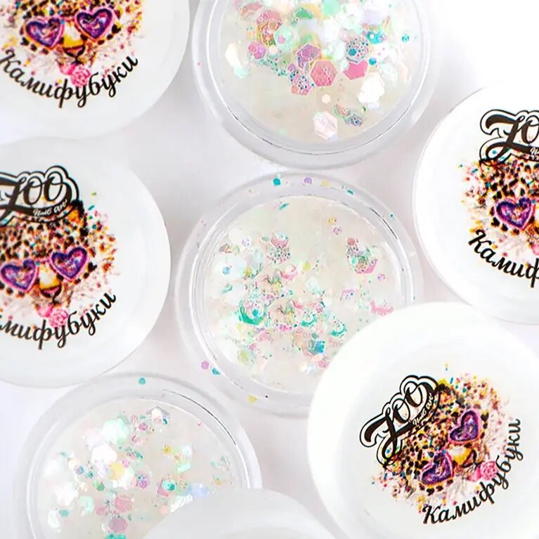 Камифубуки радужные Zoo Nail Art №1328 шестигранники микс, 1 г