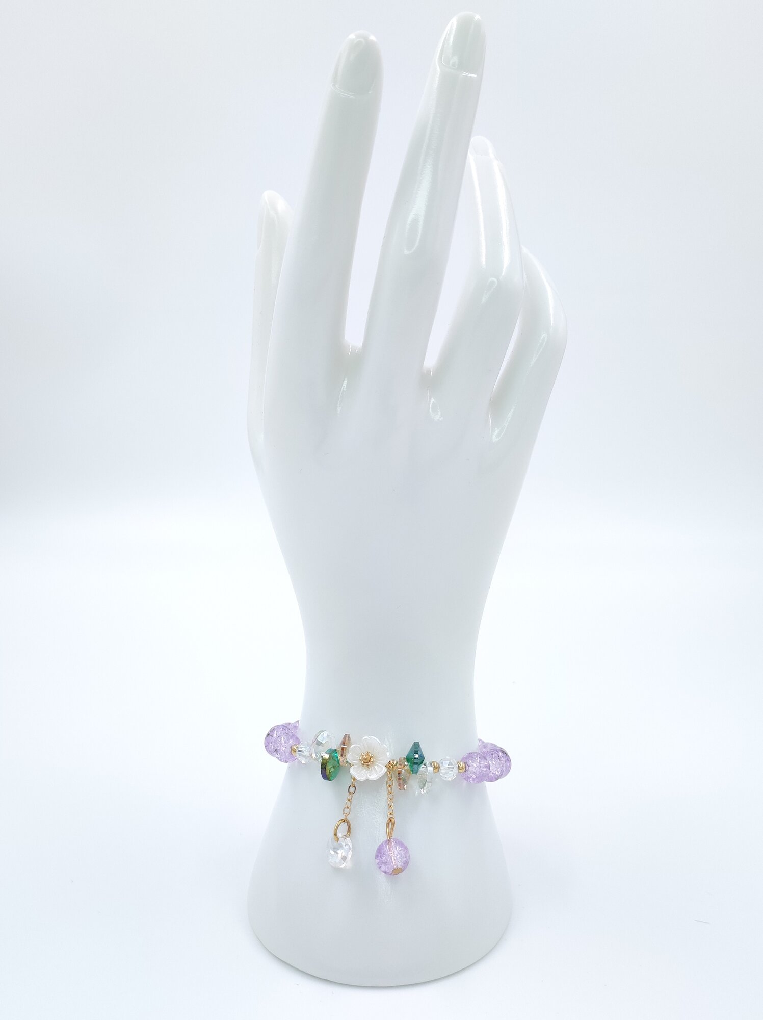 Браслет, кварц сахарный, кристалл