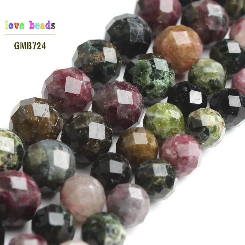 Граненые бусины из турмалина GMB724 6мм 8мм 8mm 24pcs beads