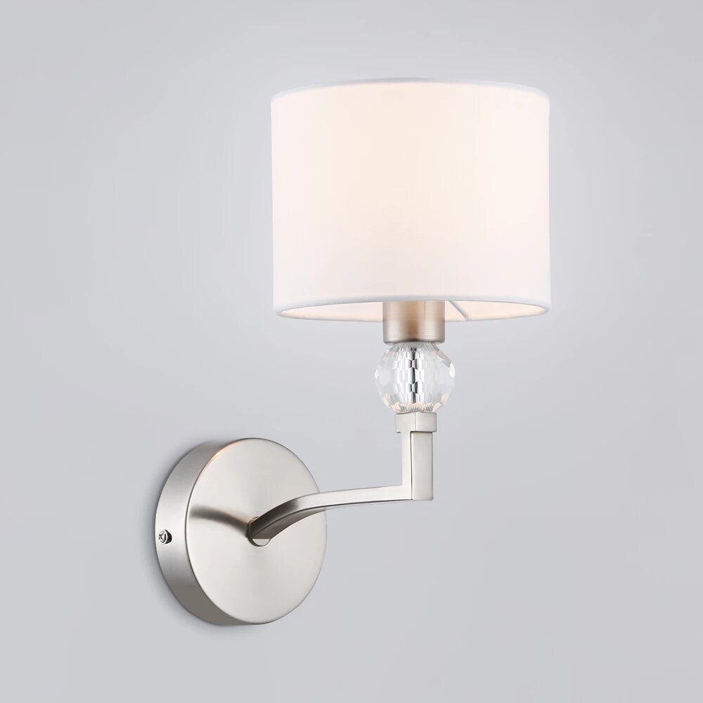 Настенный светильник с абажуром и хрусталем LH71125 SN/WH никель/белый E14 max 40W 220*140*250