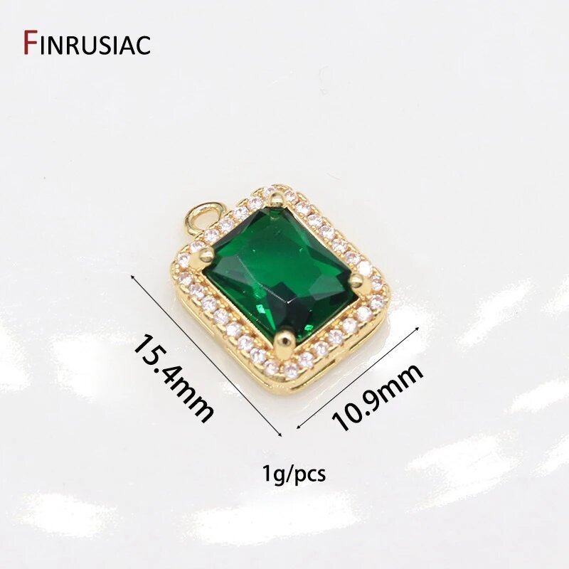 Кулоны FINRUSIAC из позолоченной латуни Изумрудный, 2 pieces, 14K Gold Plated