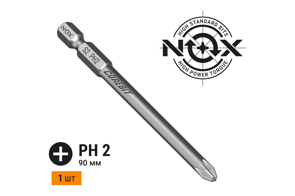 COREBIT бита PH2х90 мм карта E6.3 NOX 335290-1 для отверток с шестигранной посадкой