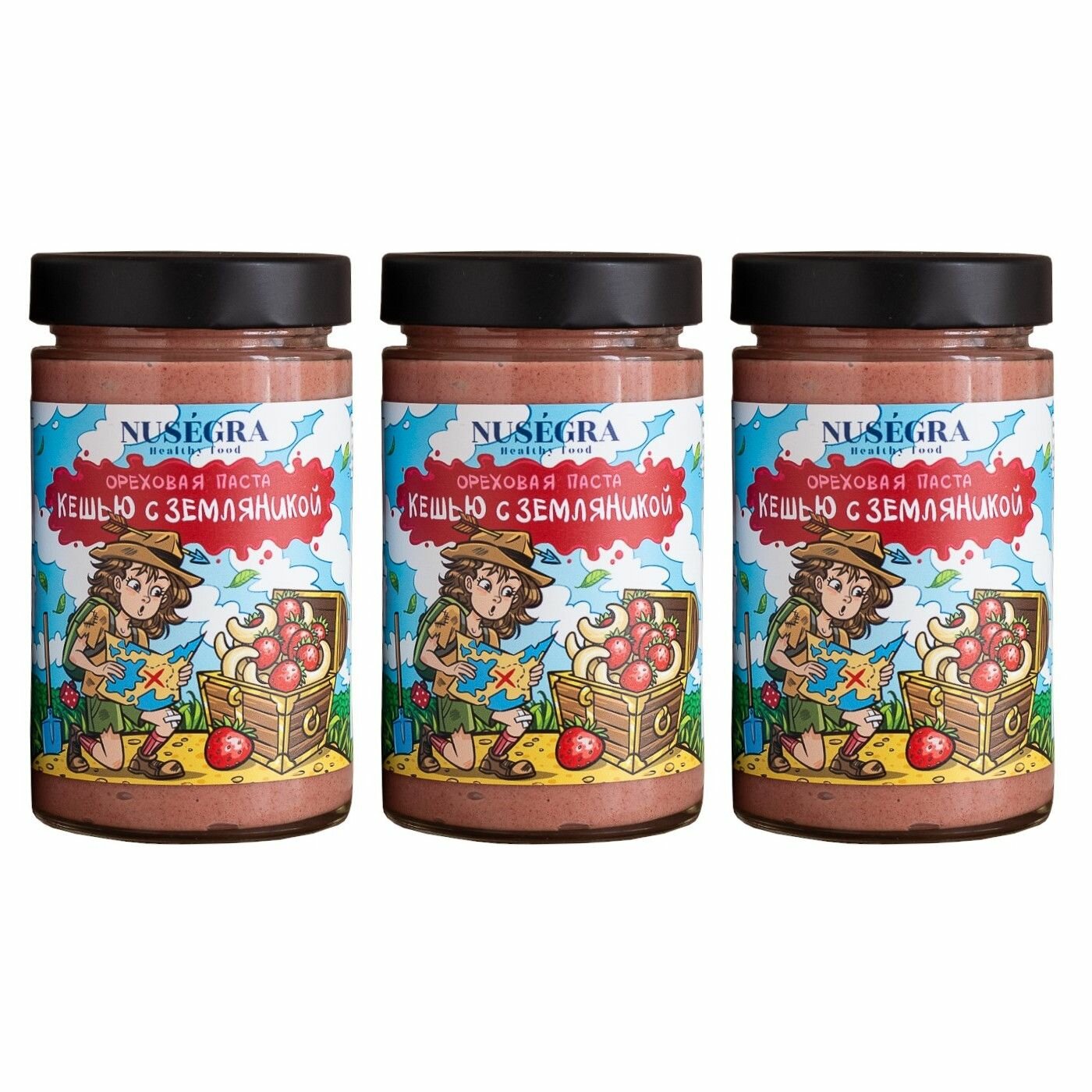 Кешью паста с земляникой Nusegra без сахара 3 банки