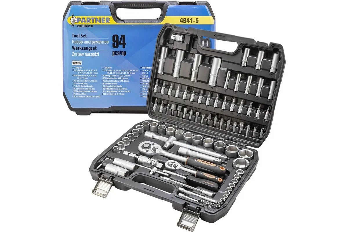 Набор инструментов Partner 94 пр.1/4", 1/2" 6-гранные, 4-32 мм PA-4941-5(51986)