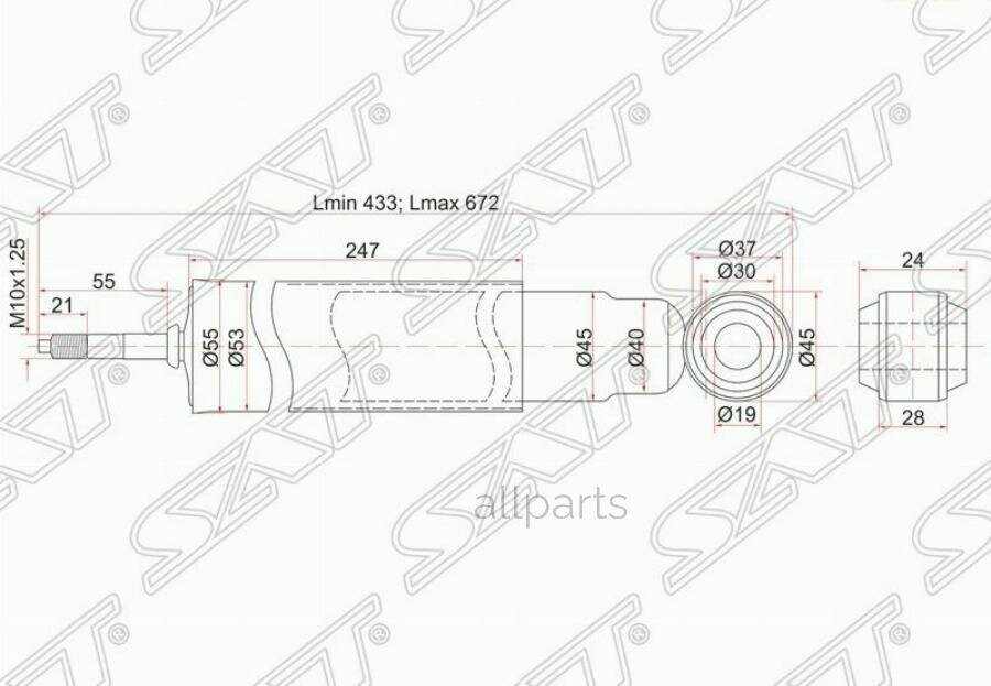 SAT ST-8-98080-130-0 Амортизатор Isuzu ELF NPR\NQR 93- / Toyota Land Cruiser 84-04 (Спереди/ Справа=Слева)