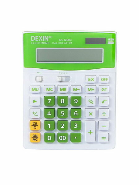 Калькулятор настольный 12-разрядный КК-1200C, белый/зелёный, цвет: белый