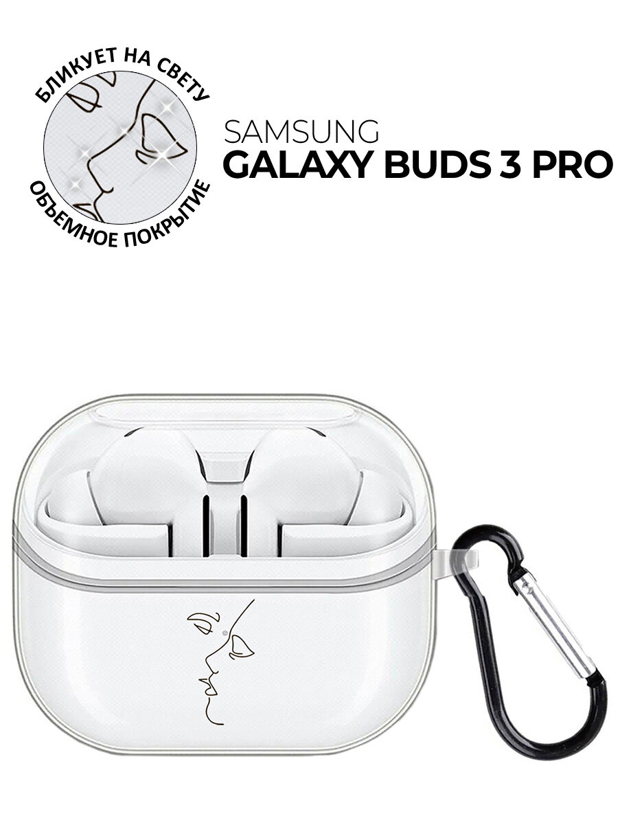 Чехол на Samsung Galaxy Buds 3 pro с принтом "Faces" прозрачный