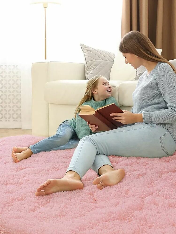 Плюшевый ковер, плюш, розовый, 160x200 см для гостиной спальни детской комнаты, нескользящей пушистой комнаты