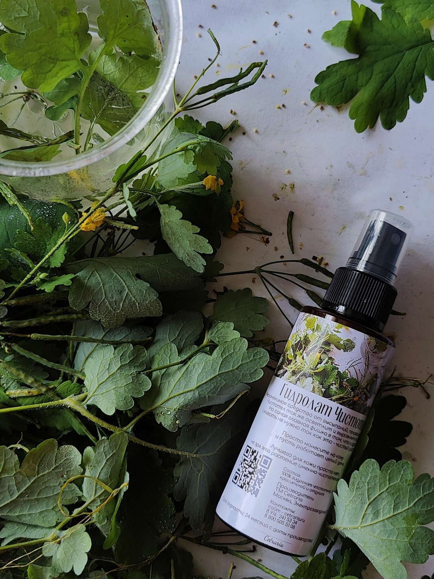 Тоник Cetraria, для всех типов кожи, гидролат чистотела, 100мл