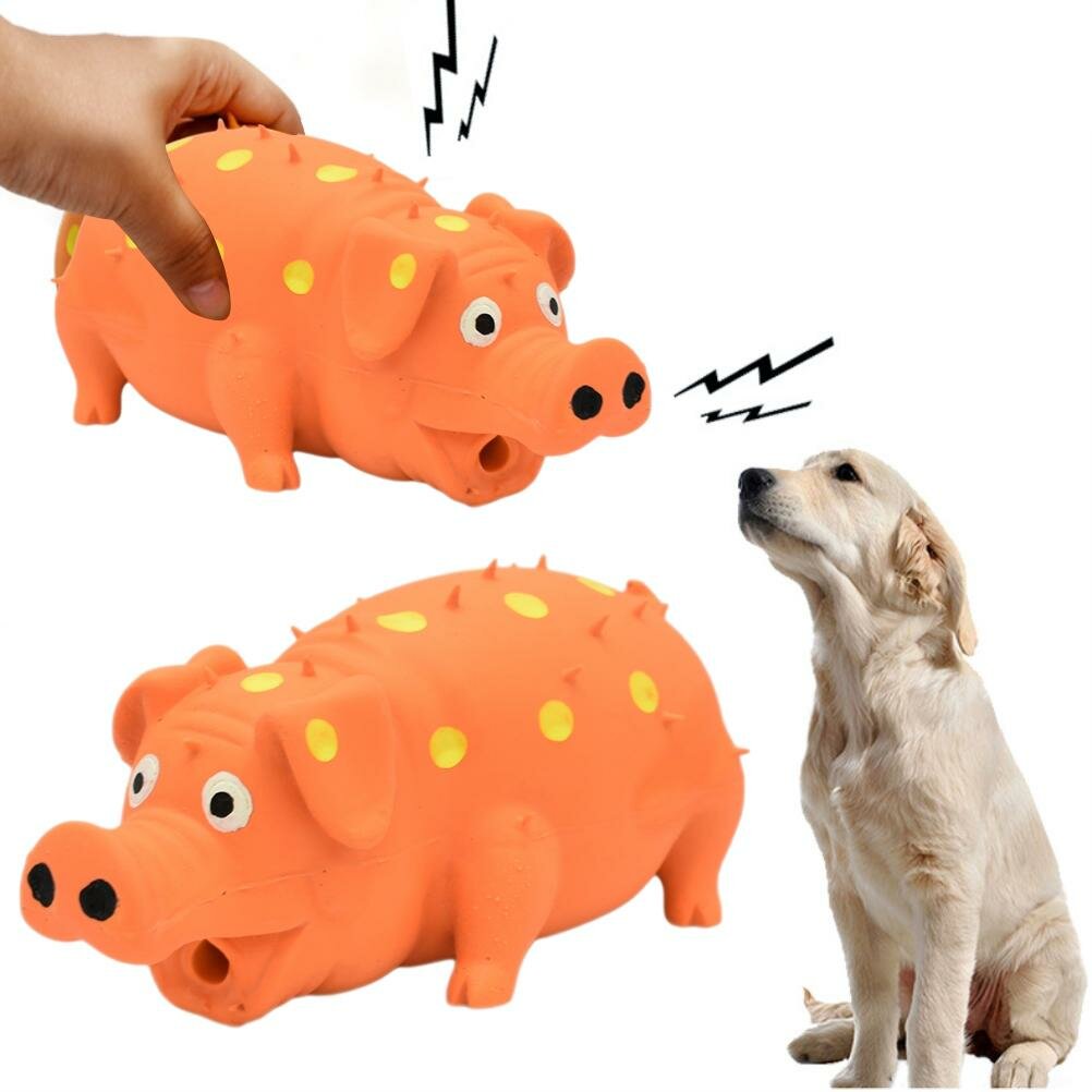 Pig Squeaky Dog Toy Interactive Chew Rubber for Small Medium Large Dogs