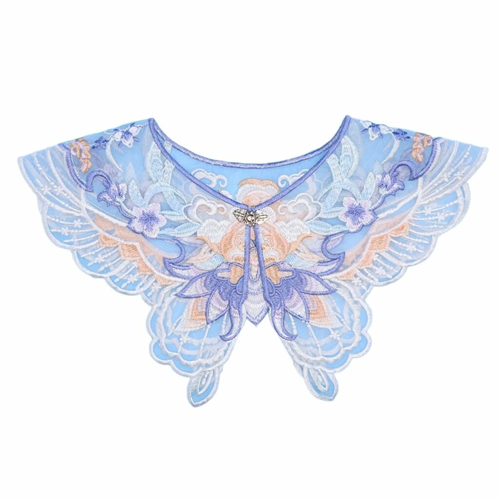 Накидка на плечо из органзы с вышивкой и застежкой пуговицы, китайская винтажная шаль накладным воротником для женщин, модный аксессуар