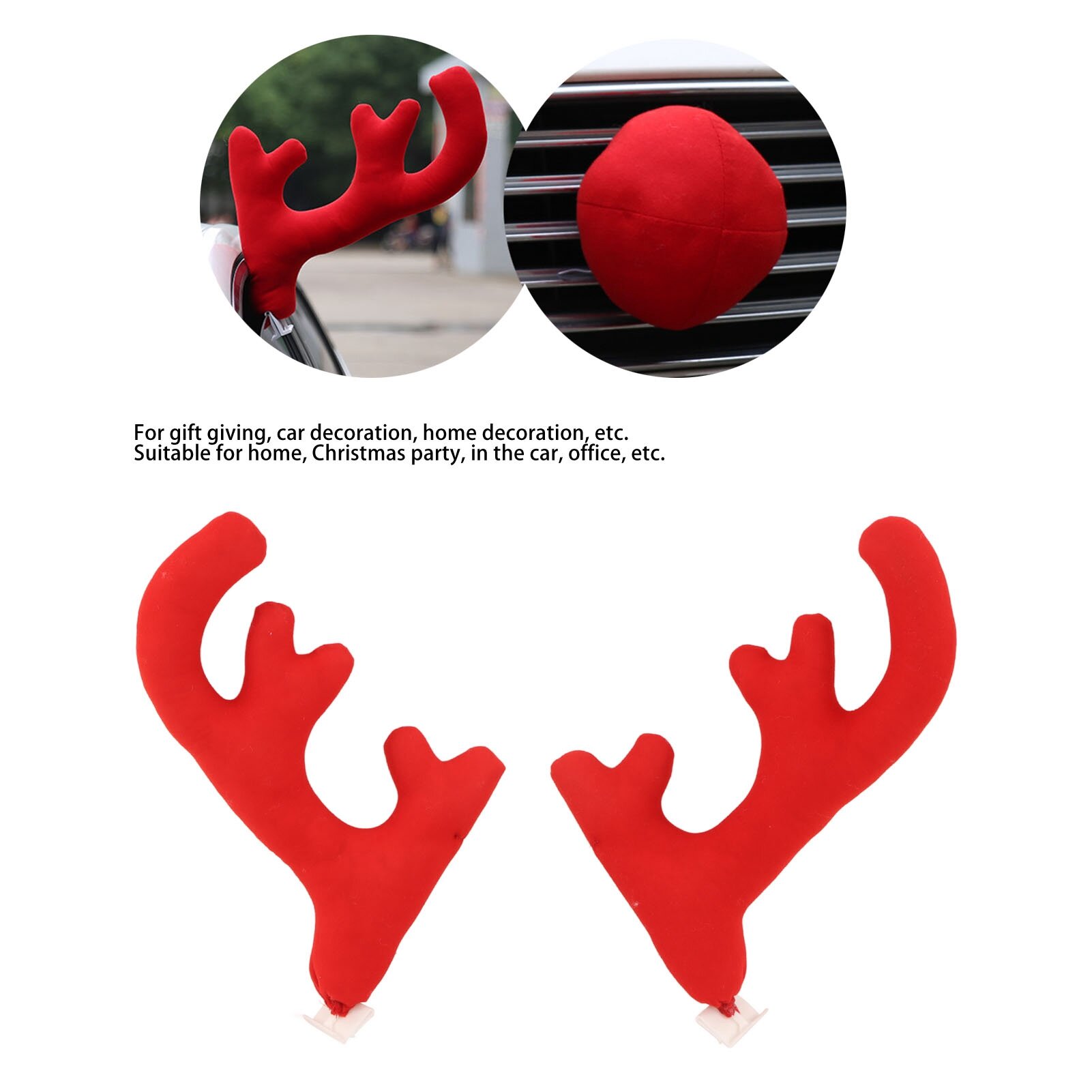 Автомобильные рога северного оленя, 2 рога, 1 нос, мягкие, удобные, красные, авто, рога оленя, декоративный комплект для рождественской вечеринки, дома