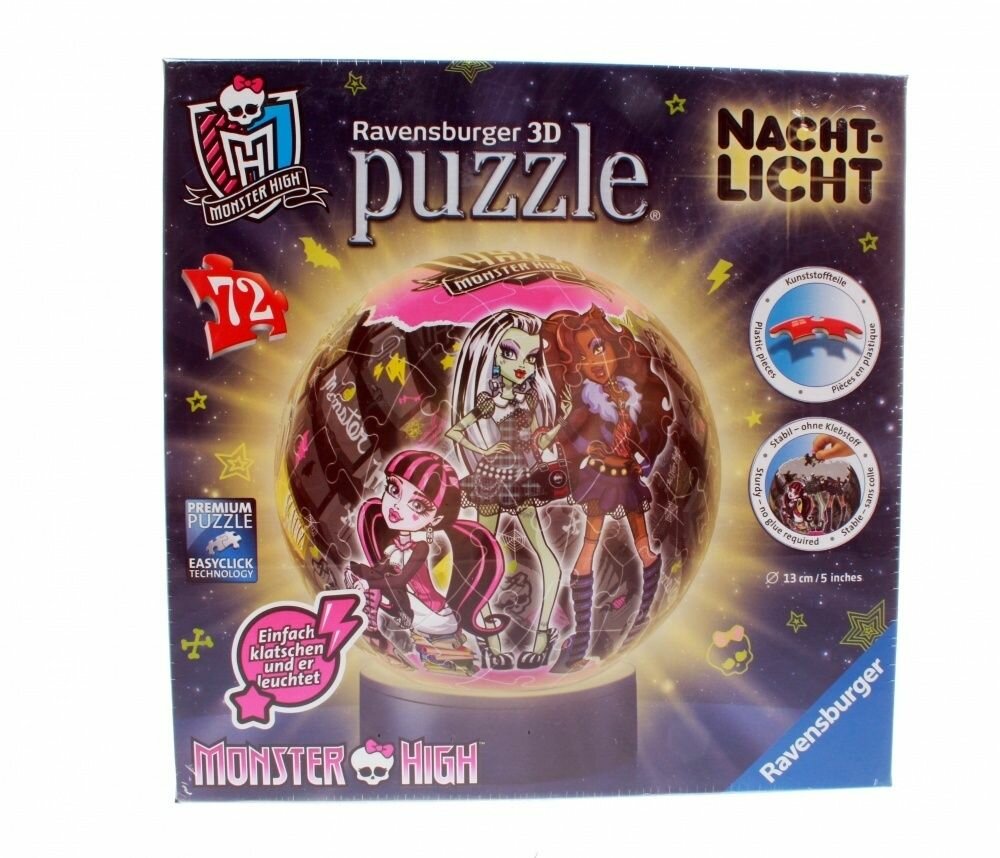 Пазл-шар Ravensburger 72 элементов, ночник Monster High (121502)