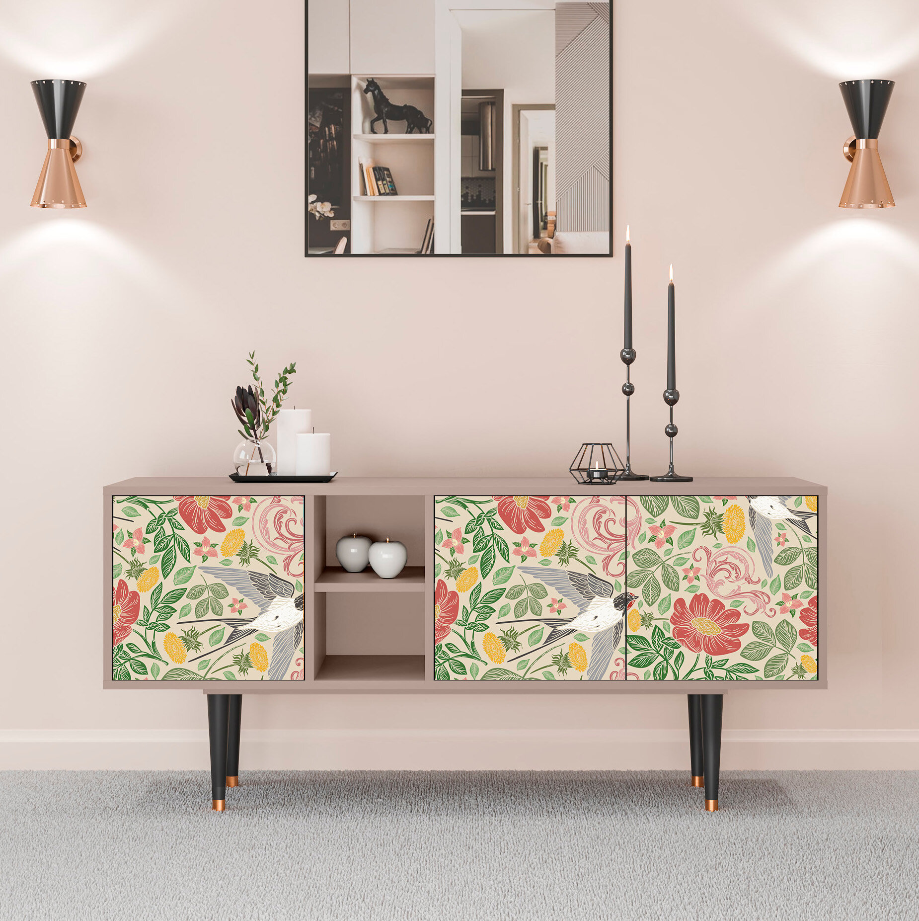 ТВ-Тумба - STORYZ - T5 Spring Swallow, Размер - 150 x 69 x 41 см, Цвет корпуса - , Бежевый