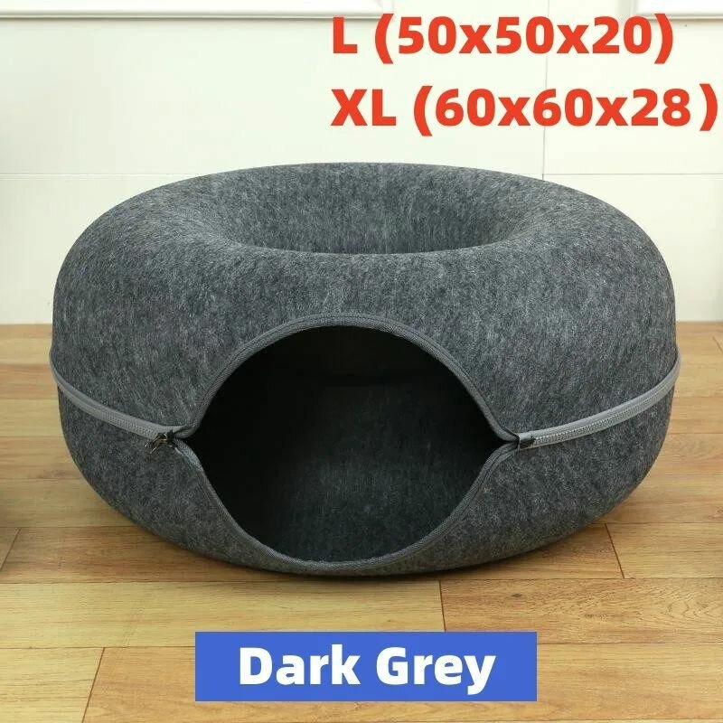 Кровать для кошек в форме пончика, Интерактивная игровая туннель для домашних животных, игрушка двойного назначения для дома